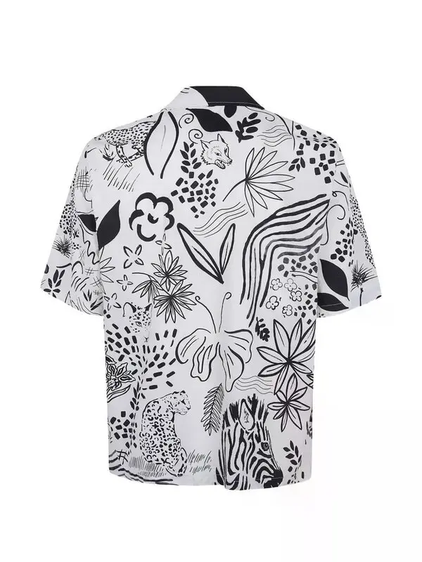 Aspesi Abstract-print Short-sleeve Shirt - White