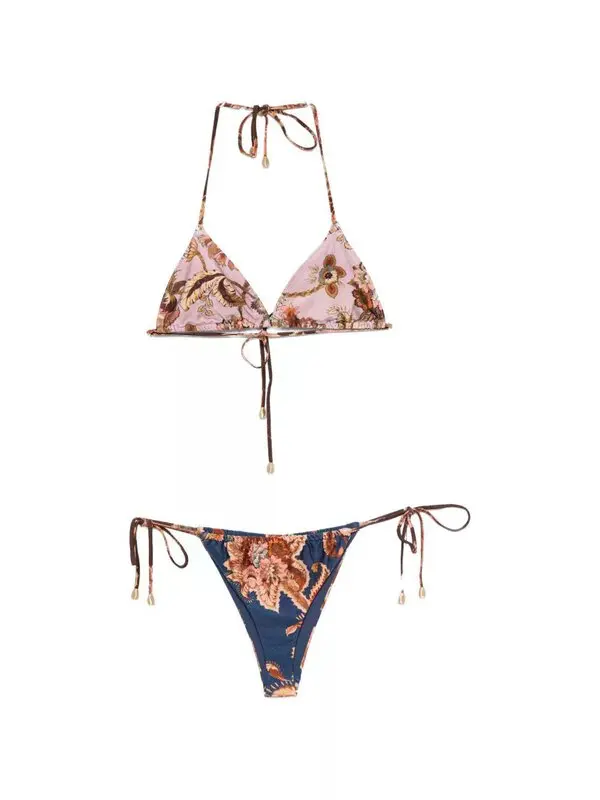 Zimmermann Aster Floral-print Bikini - Blue