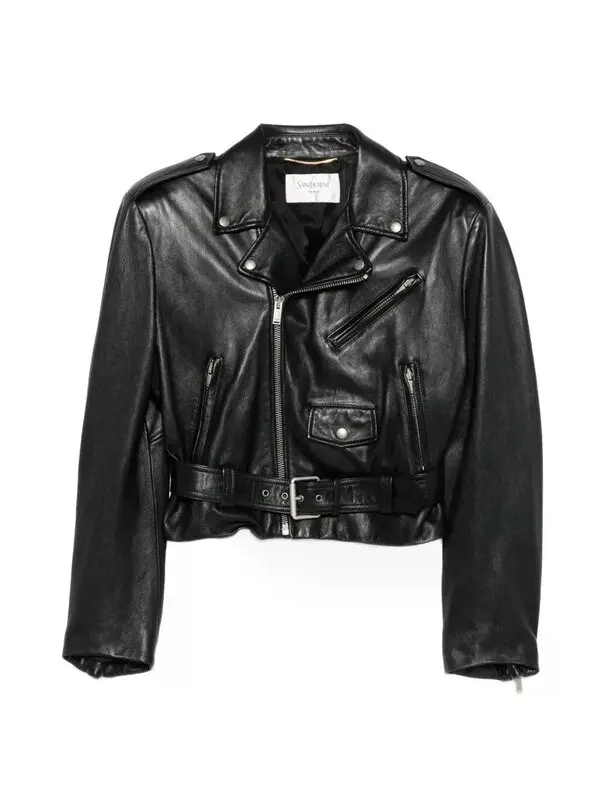 Saint Laurent Belted Biker Jacket - Black