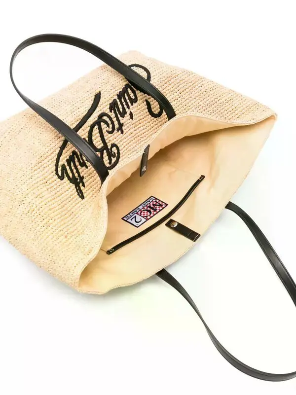 MC2 SAINT BARTH Logo-embroidered Raffia Tote Bag - Neutrals