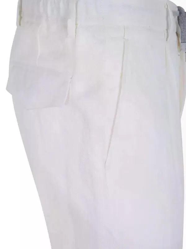 BARBA NAPOLI Linen Trousers With Drawstring Waist - White