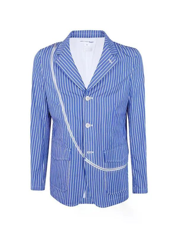 Comme Des Garçons Stripe-pattern Zip-detail Suit Jacket