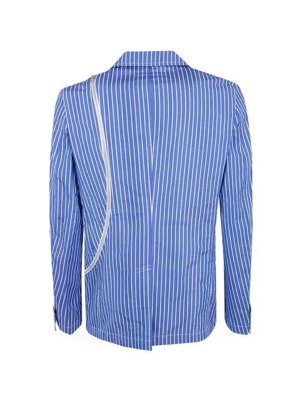 Comme Des Garçons Stripe-pattern Zip-detail Suit Jacket