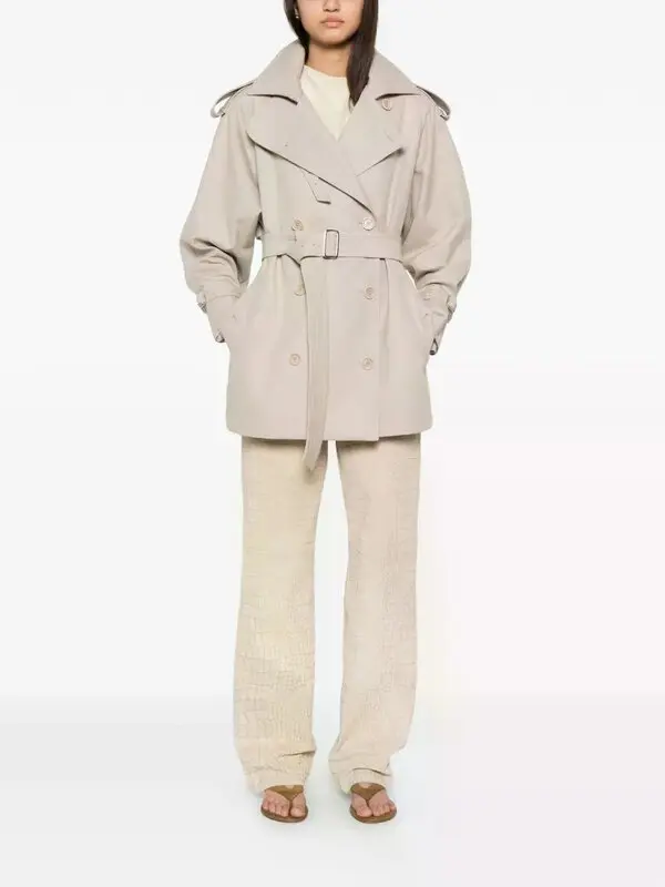 Max Mara Double-breasted Belted Coat With Notched Lapels - Neutrals
