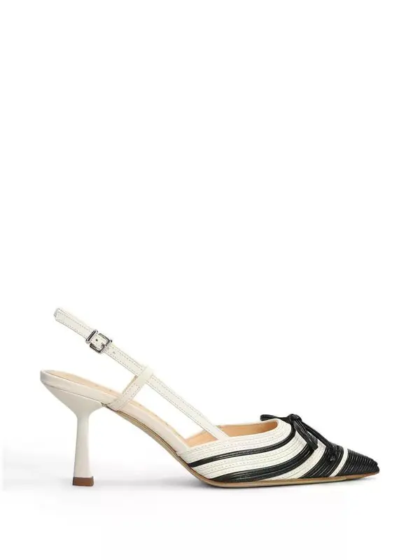 CHANTAL Striped Bow-detail Pumps - White