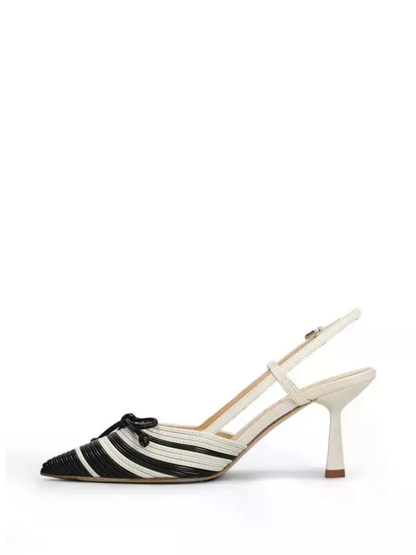 CHANTAL Striped Bow-detail Slingback Pumps