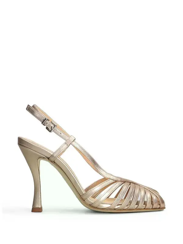 CHANTAL Metallic Cage-detail Sandals - Gold