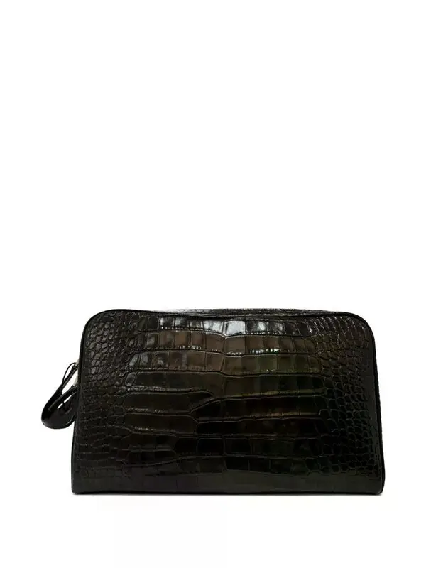 TOM FORD Crocodile-effect Leather Clutch - Black
