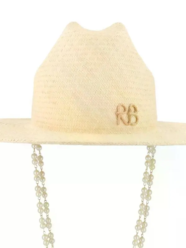 Ruslan Baginskiy Pearl-embellished Straw Hat - Neutrals
