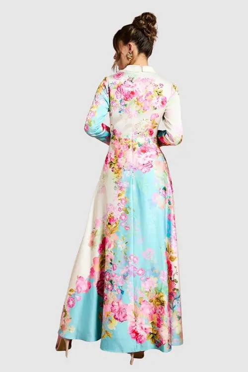 Coast Placement Print Wrap Front Gown - Multi