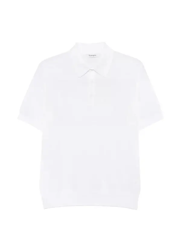 KANGRA Ribbed-knit Polo Shirt - White