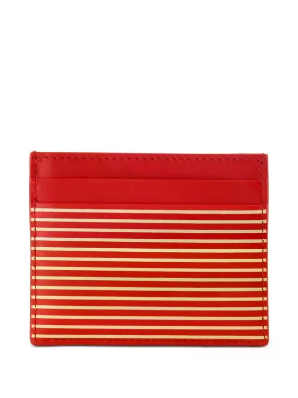 Valentino Garavani Vlogo Signature Cardholder In Rainy Calfskin With Striped Print - Red