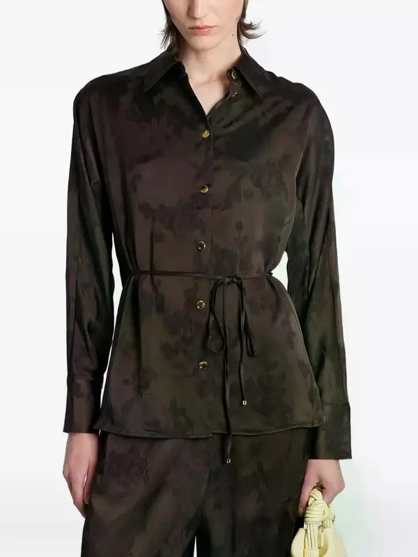 GANNI Jacquard-pattern Belted Shirt