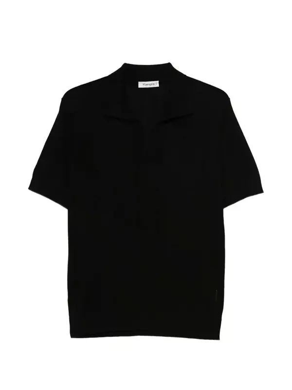 KANGRA Ribbed-knit Polo-collar T-shirt