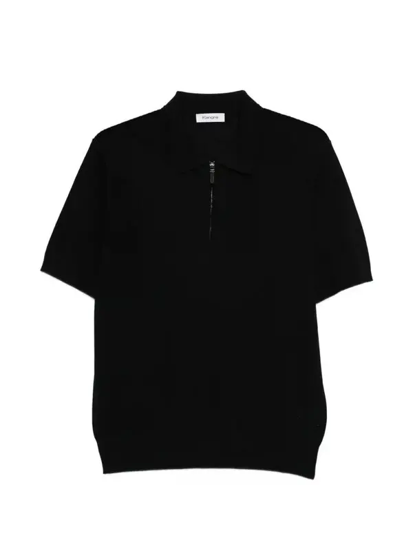 KANGRA Ribbed-knit Zip-up Polo Shirt