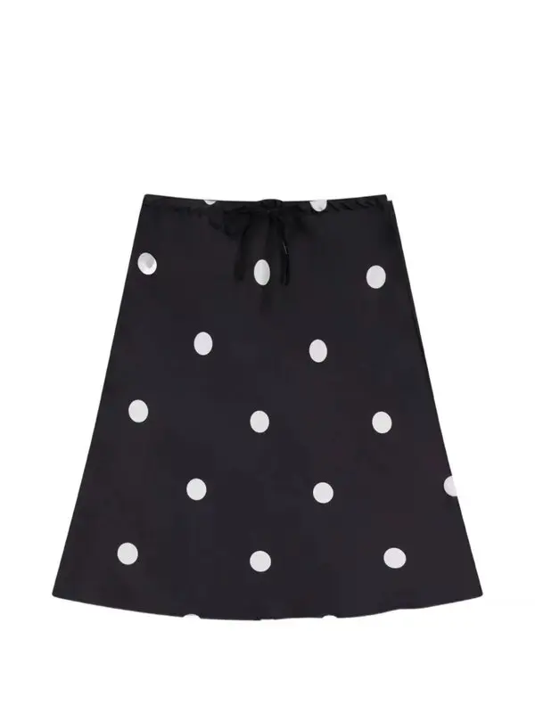HAI Lucia Polka-dot Satin Midi Skirt