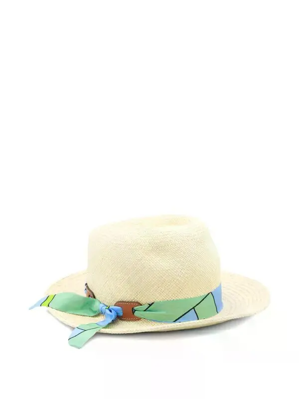 CUBA LAB Scarf-detail Raffia Sun Hat - Neutrals
