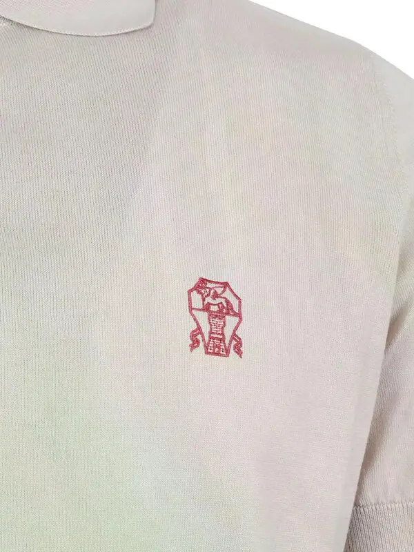Brunello Cucinelli Embroidered-logo Polo Shirt - Neutrals