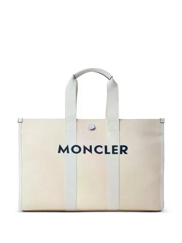 Moncler Logo-embroidered Tote - Neutrals