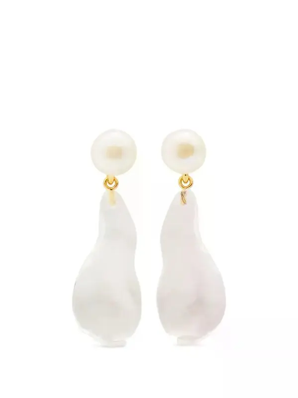Alexis Bittar Liquid Lucite Pearl Drop Earrings - Gold