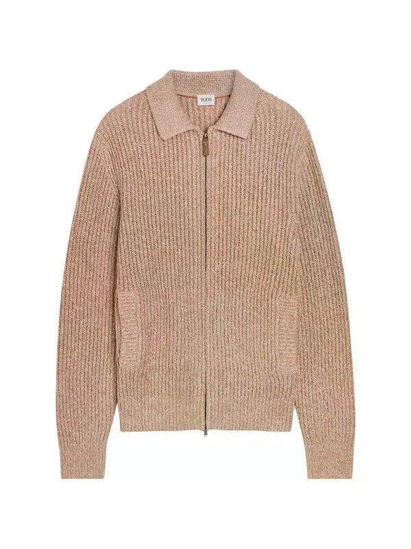 TOD'S Ribbed-knit Zip-up Cardigan - Pink