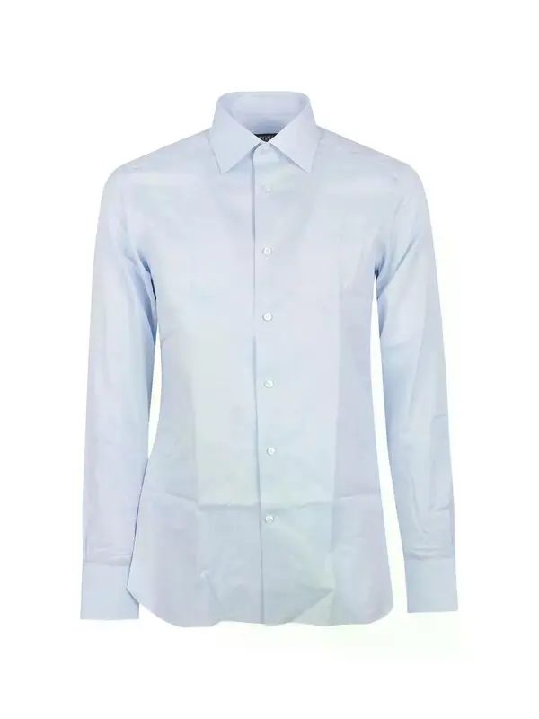 Zegna Micro-patterned Long-sleeve Shirt - Blue