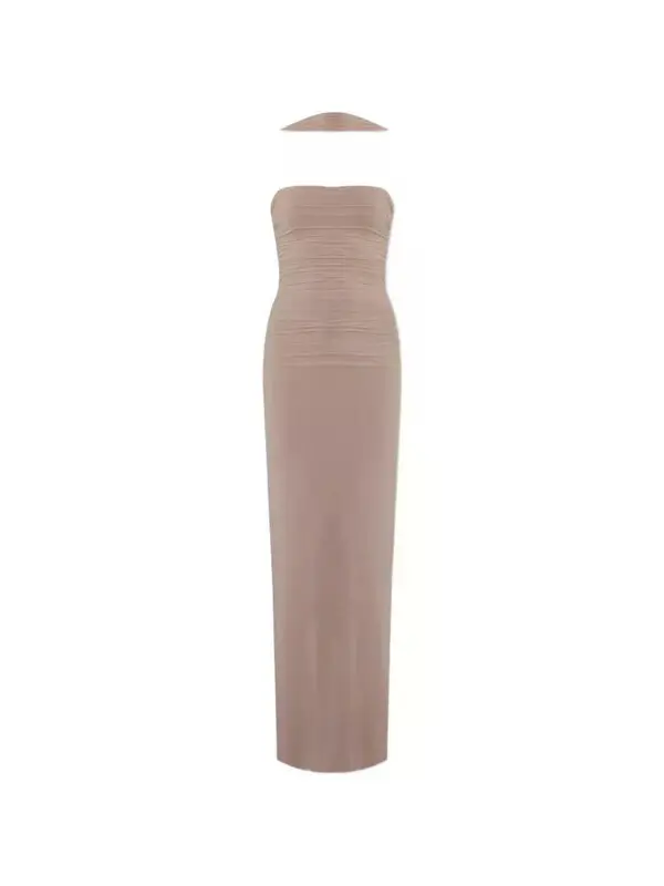 MAYGEL CORONEL Catedral Ruched Cut-out Beach Dress - Neutrals