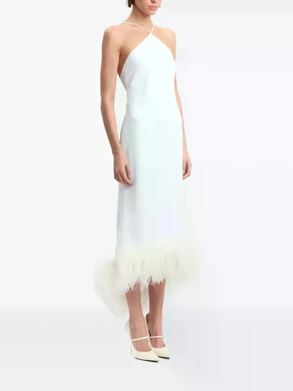 16Arlington Ade Feather-trimmed Midi Dress