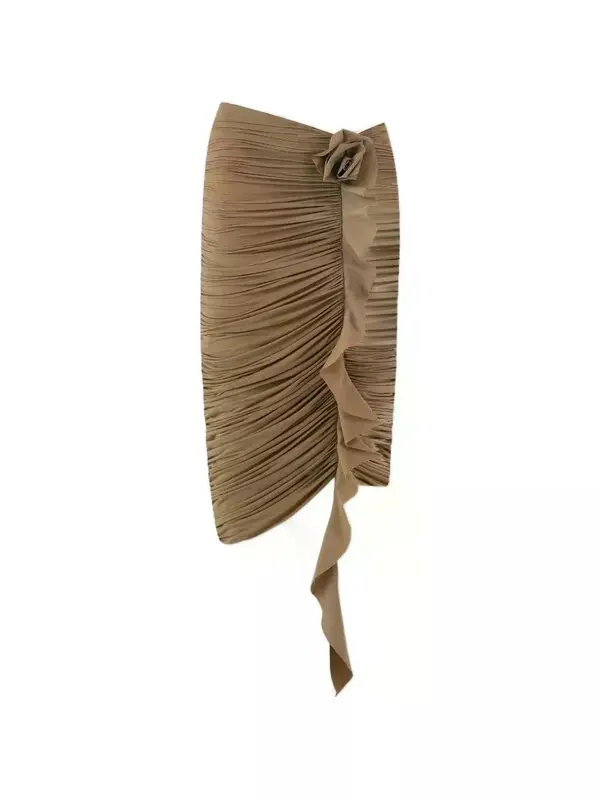MAYGEL CORONEL Ruched Ruffled Beach Cover-up - Brown