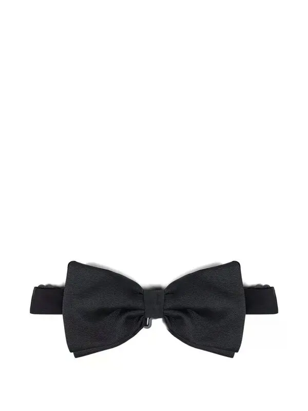 D4.0 Pre-tied Ribbed Bow Tie - Black