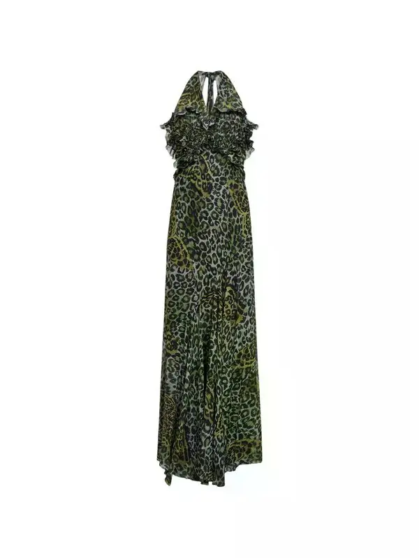 Blumarine Leopard-print Ruffled Dress