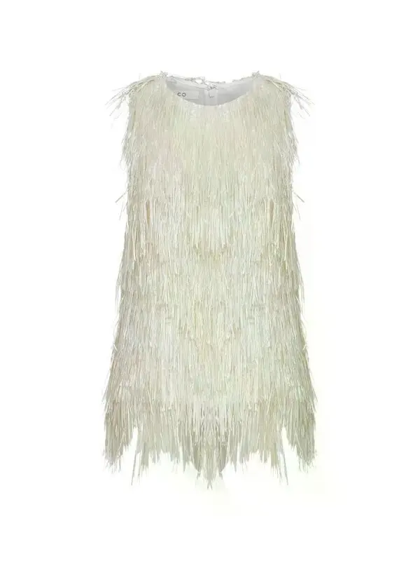 Co Metallic Fringe-trimmed Top - Neutrals
