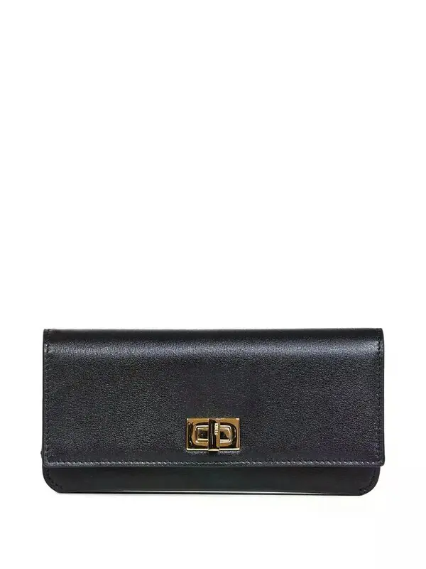 Fendi Twist-lock Leather Wallet - Black