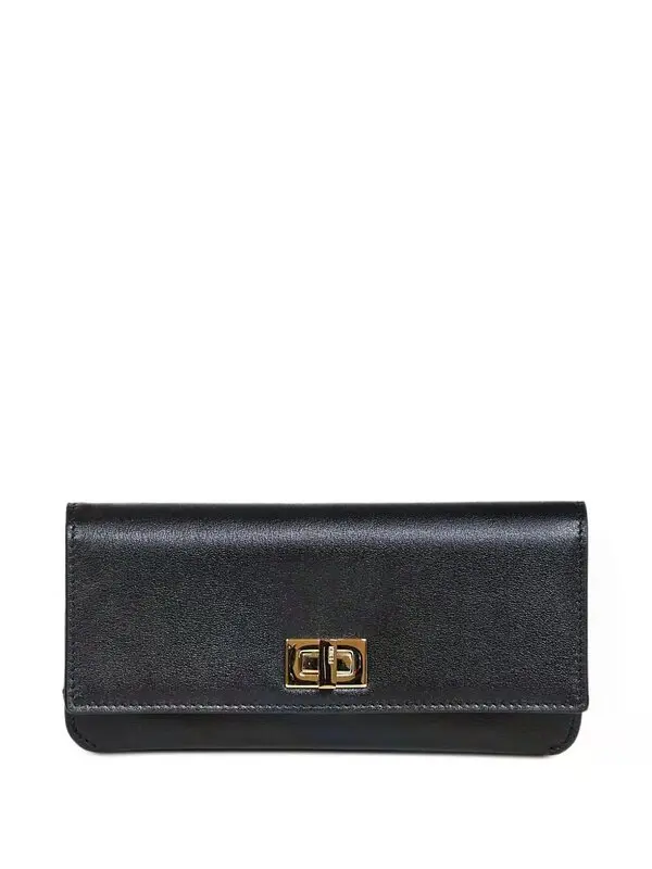 Fendi Twist-lock Leather Wallet - Black