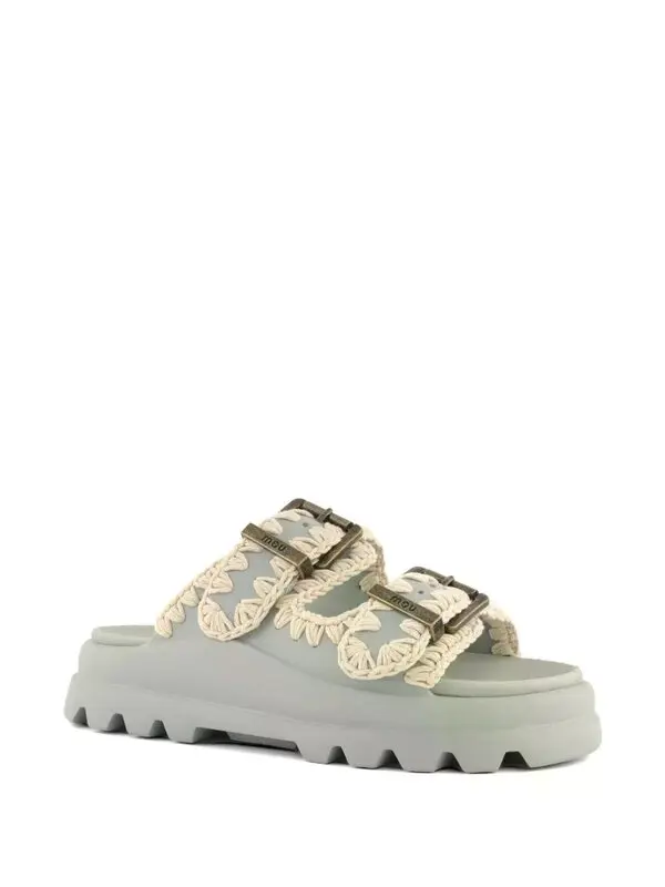 Mou Eva Crochet-trim Buckle-strap Sandals - Grey