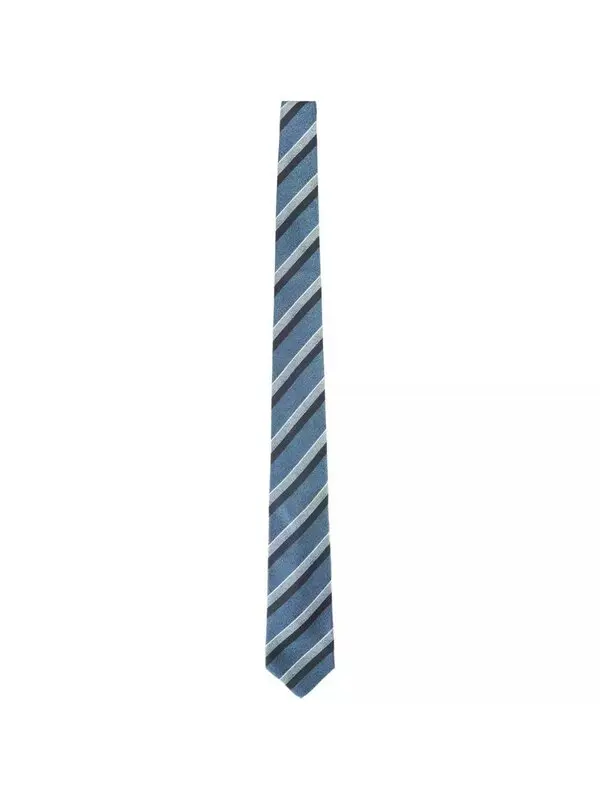 Kiton Diagonal-stripe Silk Tie - Blue