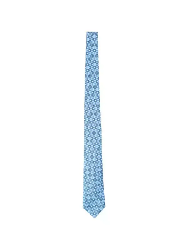 Kiton Geometric Pattern Neck Tie - Blue