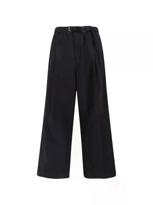 WHITE SAND Belted Pleated Trousers - Black