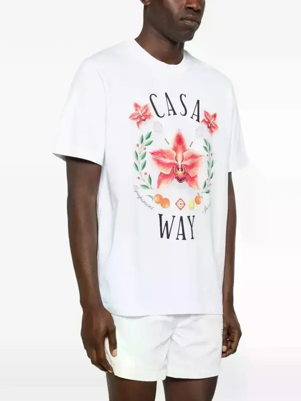 Casablanca Orchid-print T-shirt - White