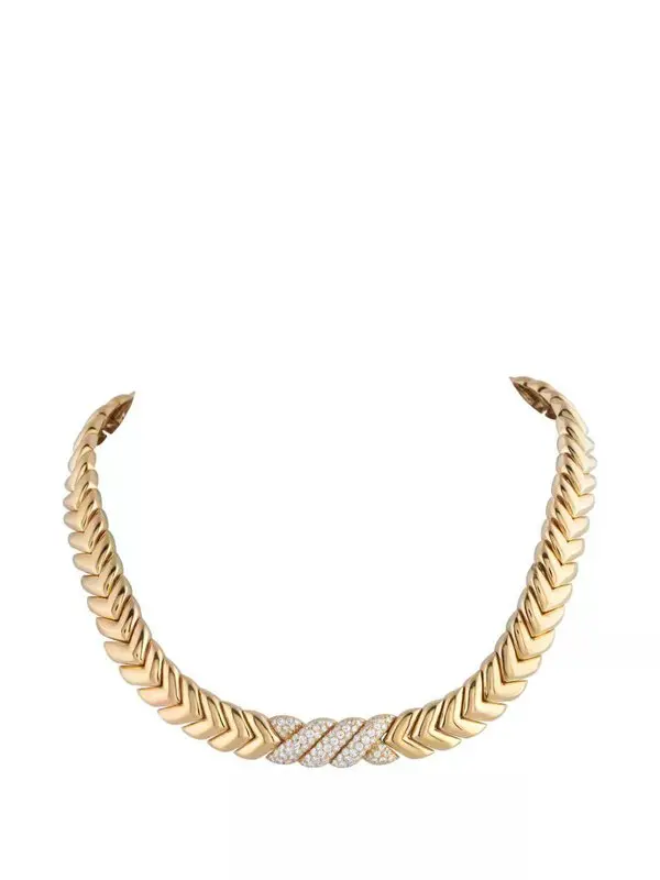 Van Cleef & Arpels Diamond Chevron Necklace - Gold