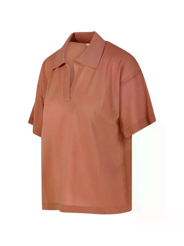 ROBERTO COLLINA Fine-knit V-neck T-shirt - Orange