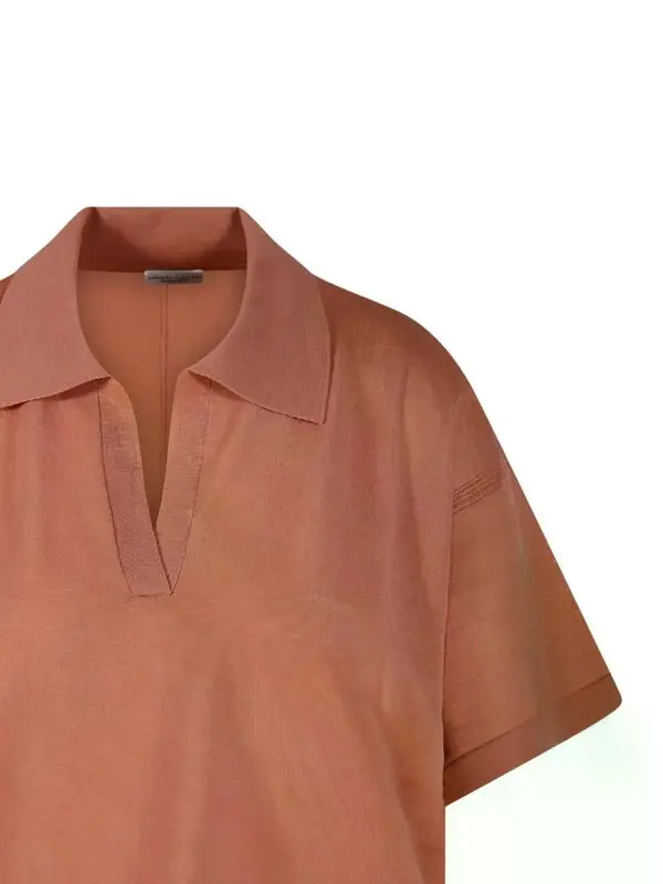 ROBERTO COLLINA Fine-knit V-neck T-shirt - Orange