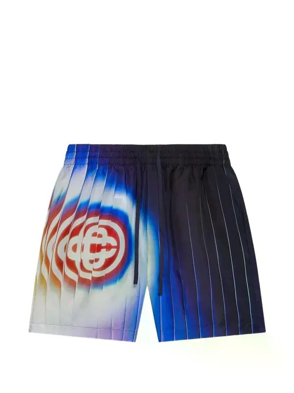Casablanca Shockwave Printed Silk Shorts - Blue