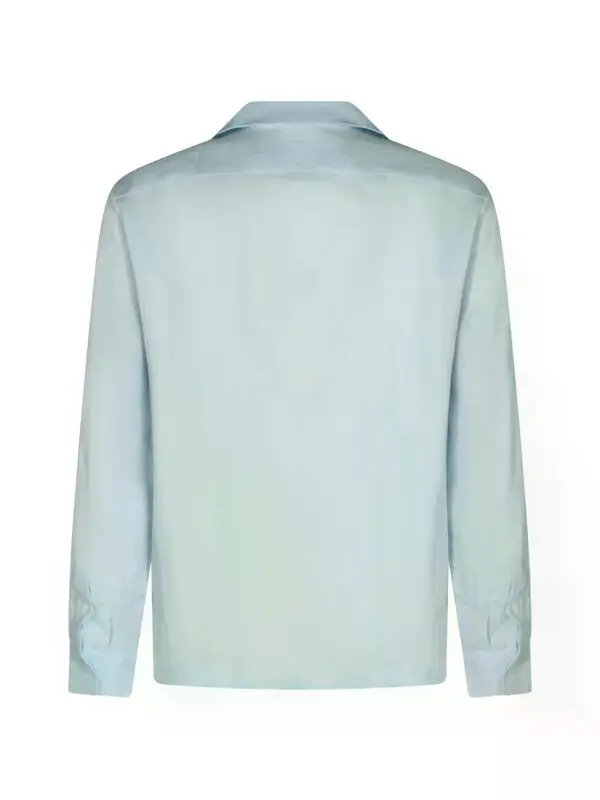 LARDINI Linen Camp-collar Shirt - Blue