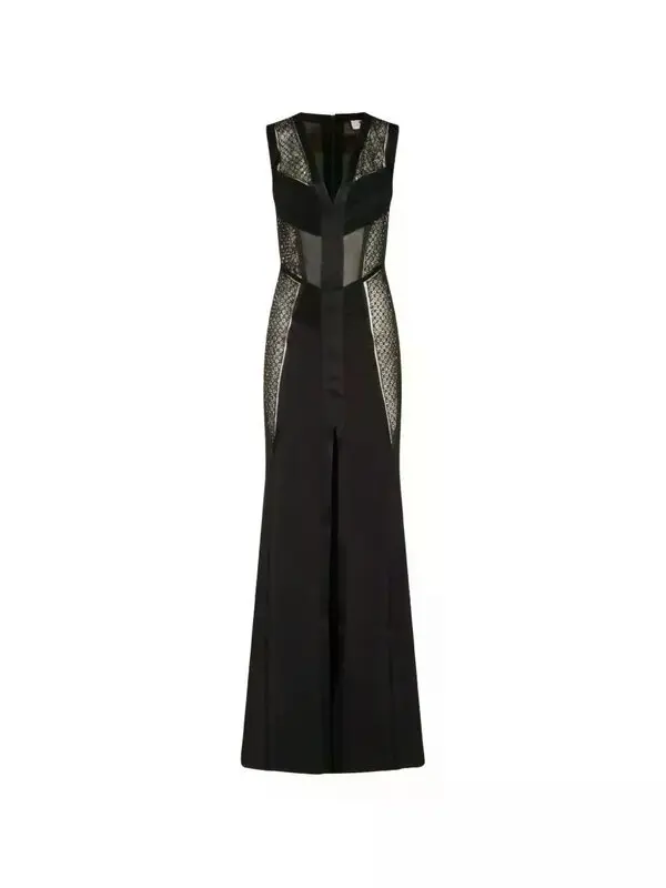 Elisabetta Franchi Lace-insert Ruched Maxi Dress - Black
