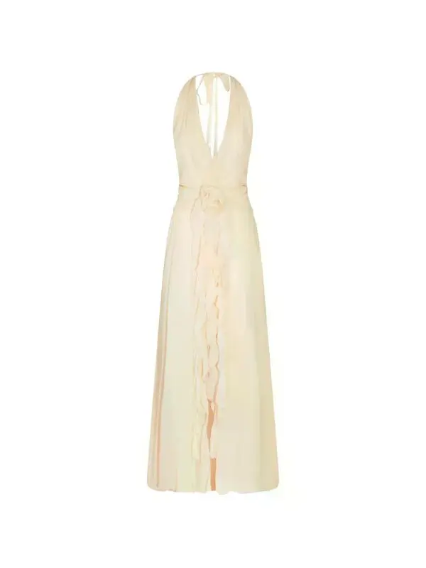 Blumarine Floral-appliqué Maxi Dress - Neutrals