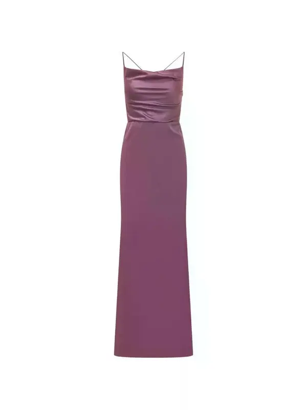 ACTUALEE Gathered Cowl-neck Maxi Dress - Purple
