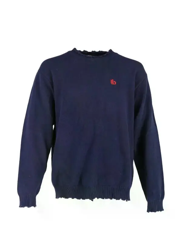 Balenciaga Logo-embroidered Pullover Sweater - Blue