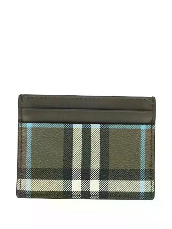 Burberry Checked Leather Card Holder - Green