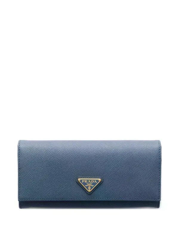 Prada Large Saffiano Leather Wallet - Blue